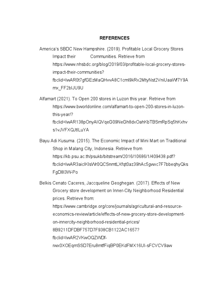 REFERENCES | PDF | Grocery Store | Business