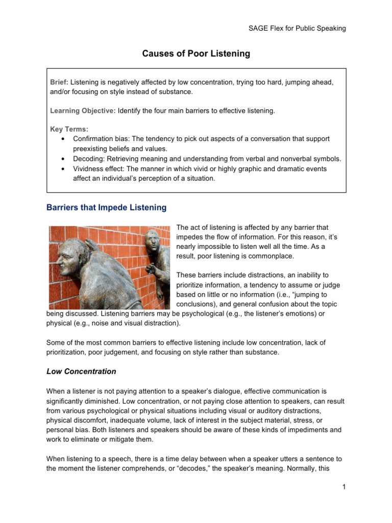Causes of Poor Listening Skills | PDF | Attention | Communication