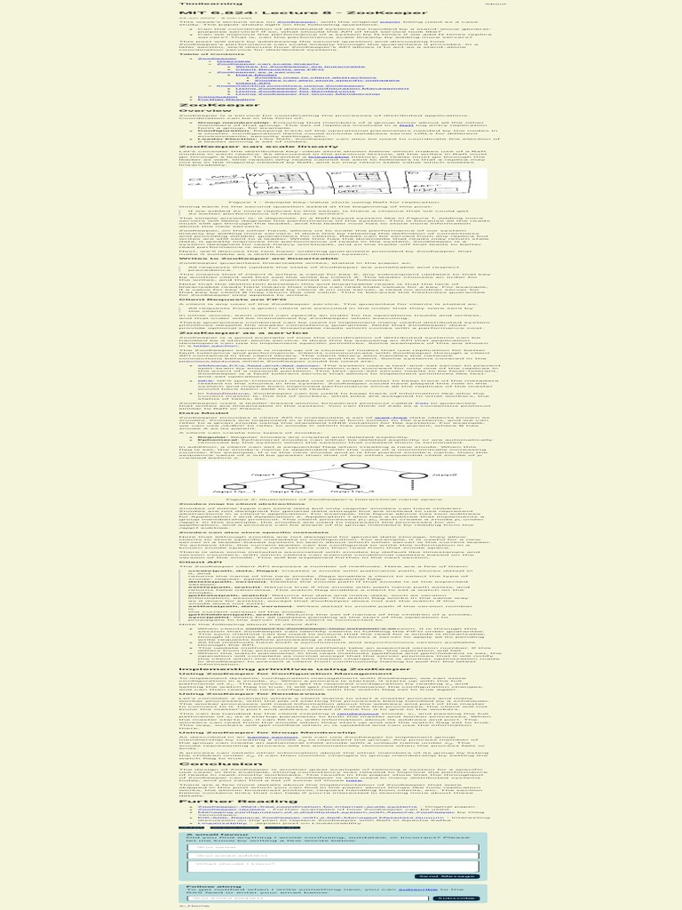 MIT 6.824_ Lecture 8 - ZooKeeper | PDF | Replication (Computing) | Client (Computing)