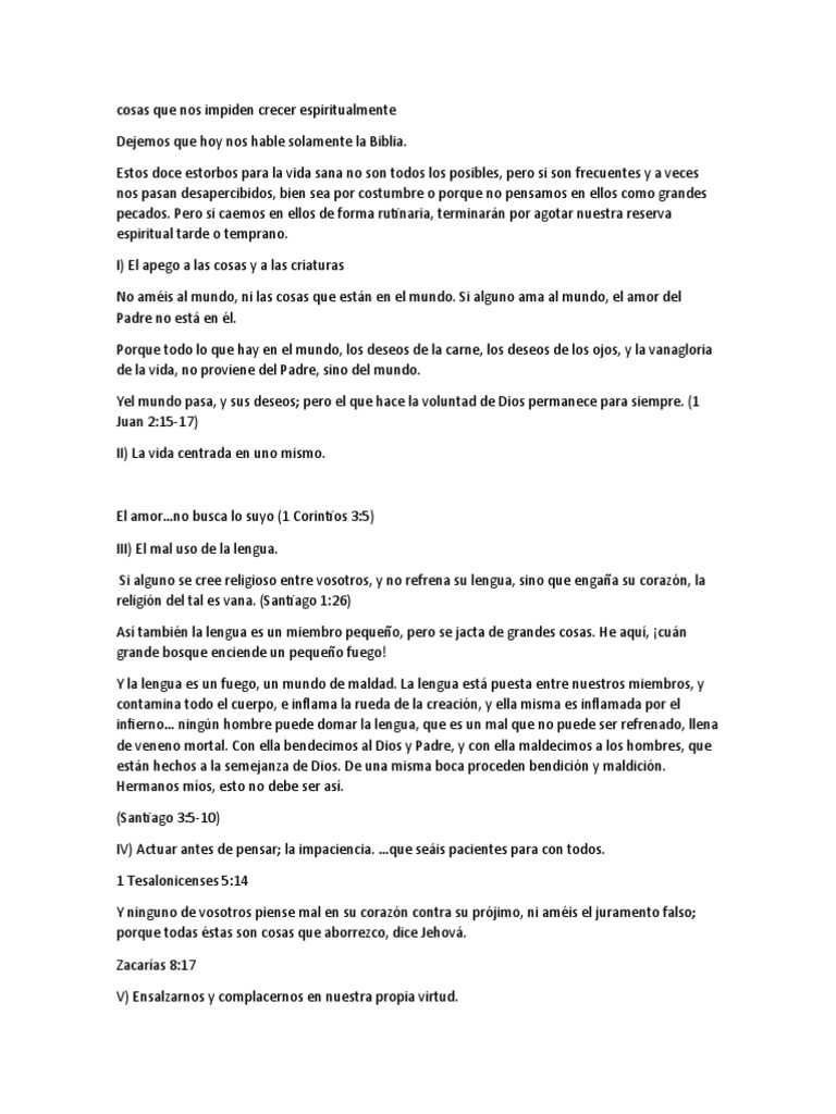 Estorbos para el Crecimiento Espiritual | PDF | Oración | Creencia ...