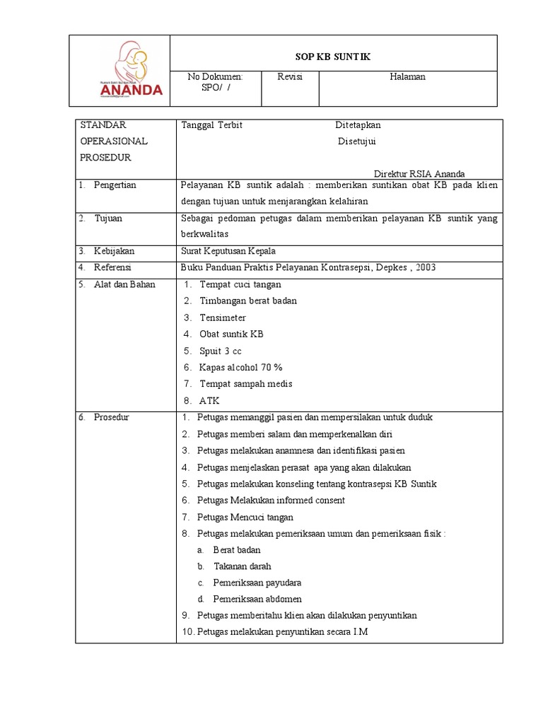 Sop KB Suntik | PDF | Sains & Matematika