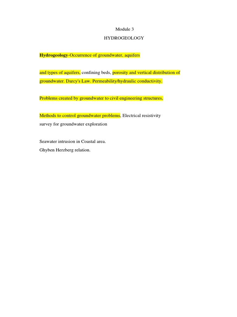 Module 3 Notes Geology | PDF | Aquifer | Groundwater