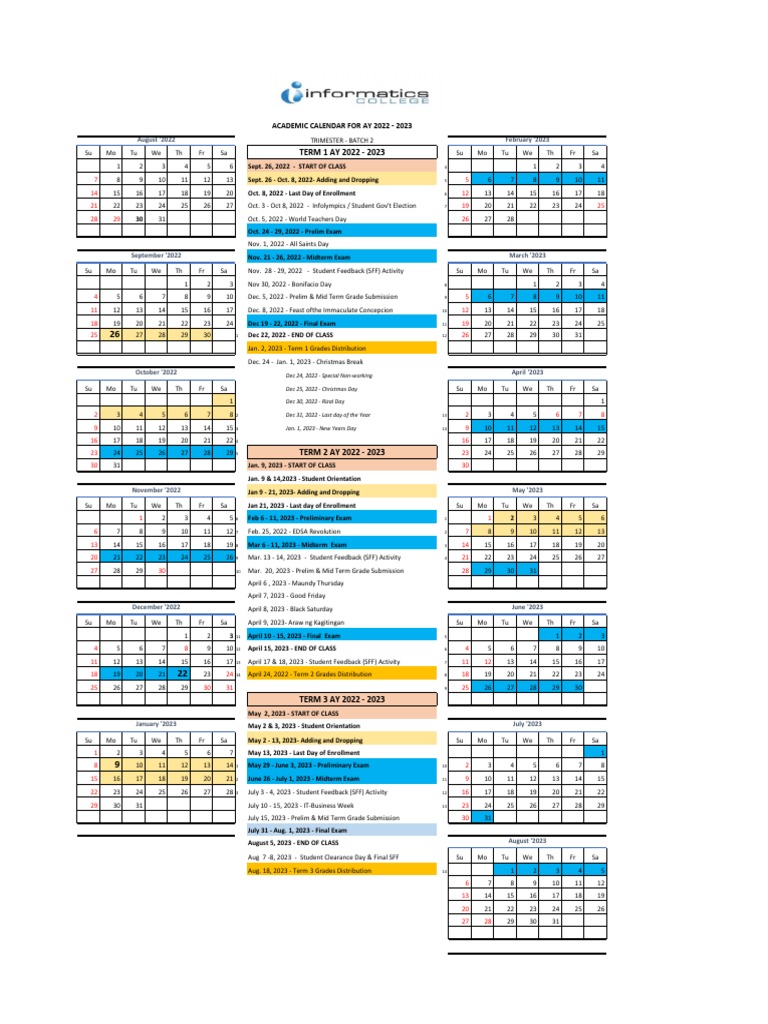 Academic Calendar AY 2022-2023 | PDF | Academic Term | Academia