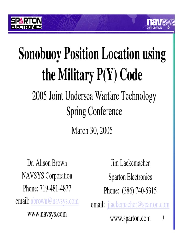 Secure Precise GPS Positioning of Sonobuoys Using the Military P(Y ...