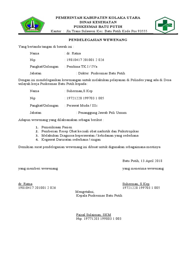 Delegasi Wewenang Puskesmas Batu Putih | PDF | Pengembangan Diri ...
