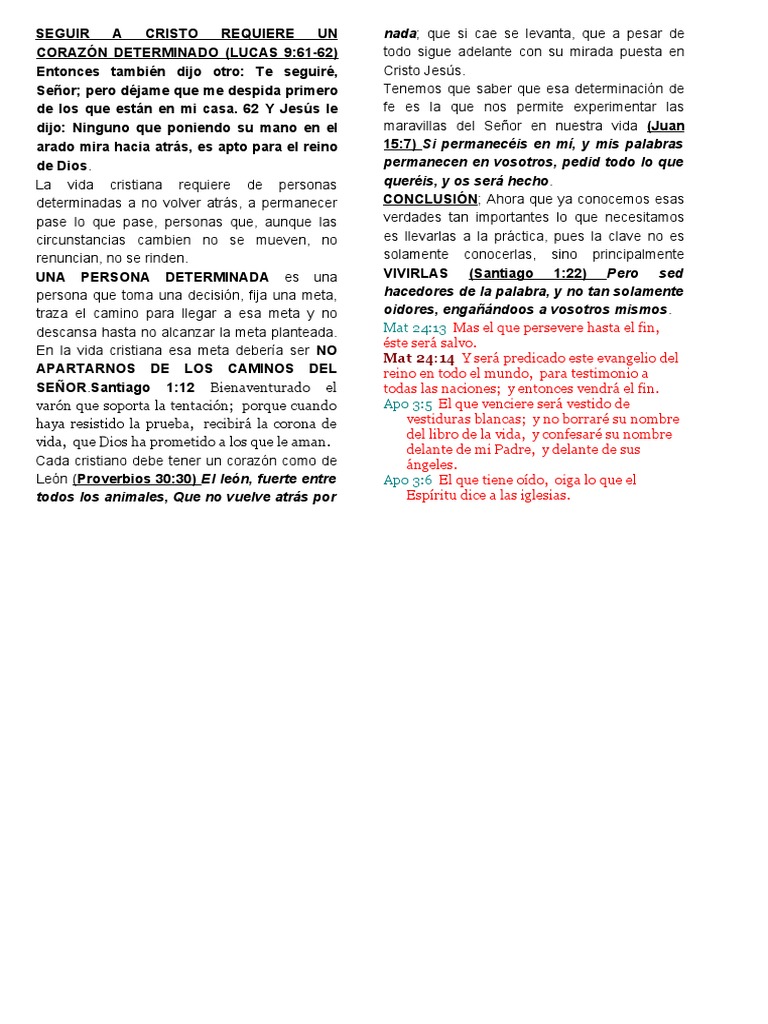 Seguir A Cristo Requiere Un Corazón Determinado | PDF | Jesús | Cristo ...
