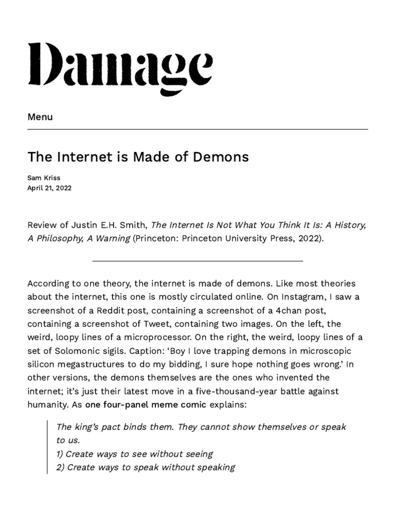 The Internet Is Made of Demons - Damage | PDF