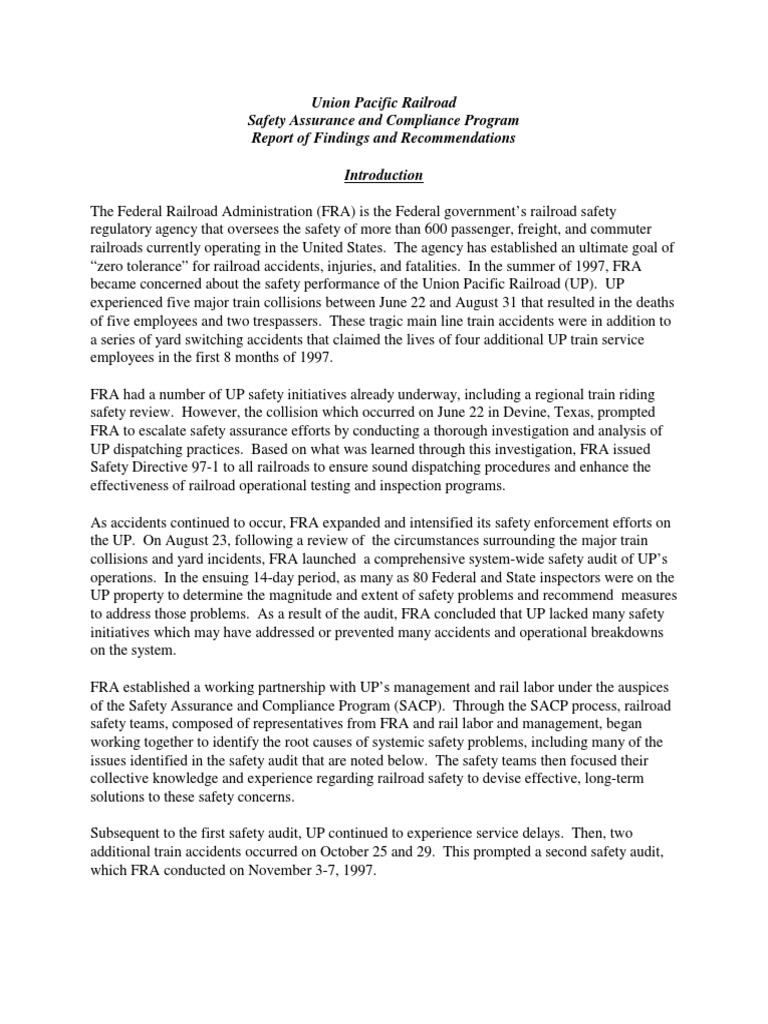 Union Pacific Audit | PDF | Train | Safety
