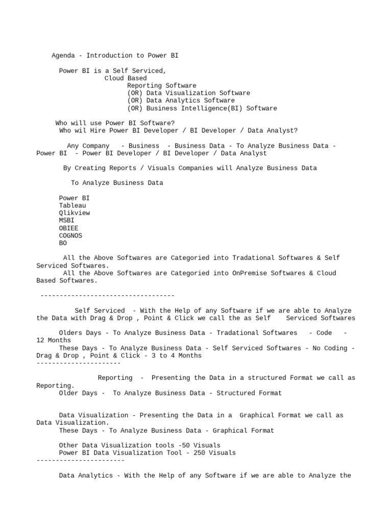 Power BI Introduction - Batch 185 | PDF | Data Management | Software ...