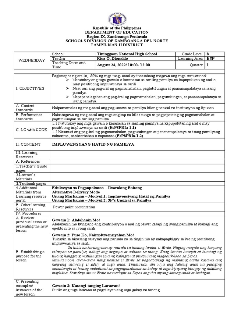 Esp 8 DLL Q1 W1 | PDF