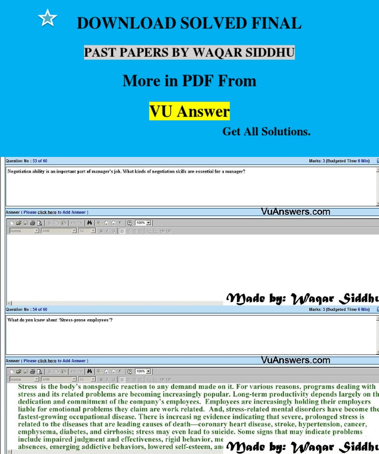 MGT501 Final Term Subjective by Waqar Siddhu | PDF