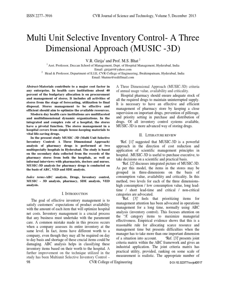3d Selective Inventory Control | PDF | Inventory | Pharmacy