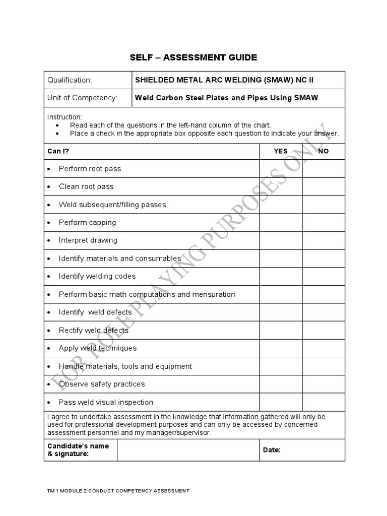 WELDING Self - Assessment Guide | PDF