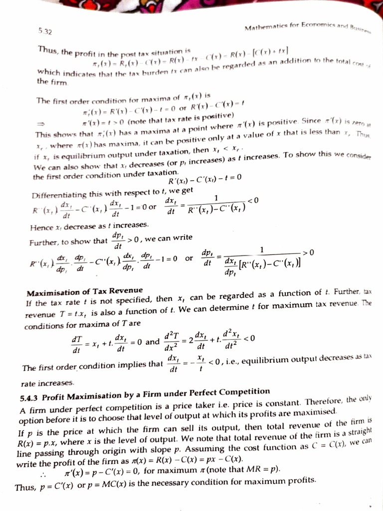 Mathematical Economics | PDF | Profit (Economics) | Economic Equilibrium