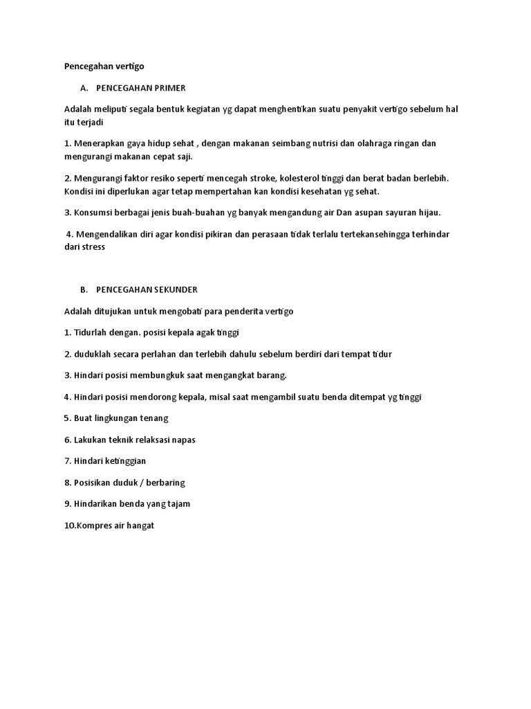 Pencegahan Vertigo Dan Terapi | PDF | Kesehatan Holistik