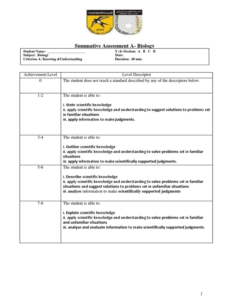 Biology Assessment Guide | PDF | Cellular Respiration | Oxygen