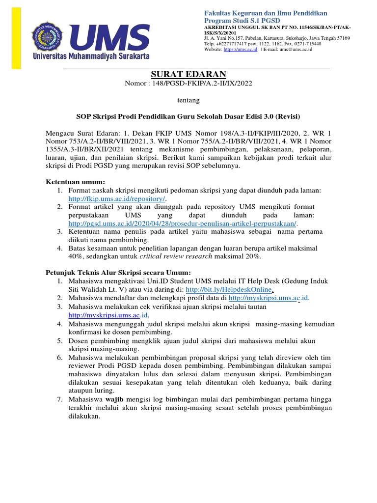 Sop Skripsi PGSD Ums | PDF