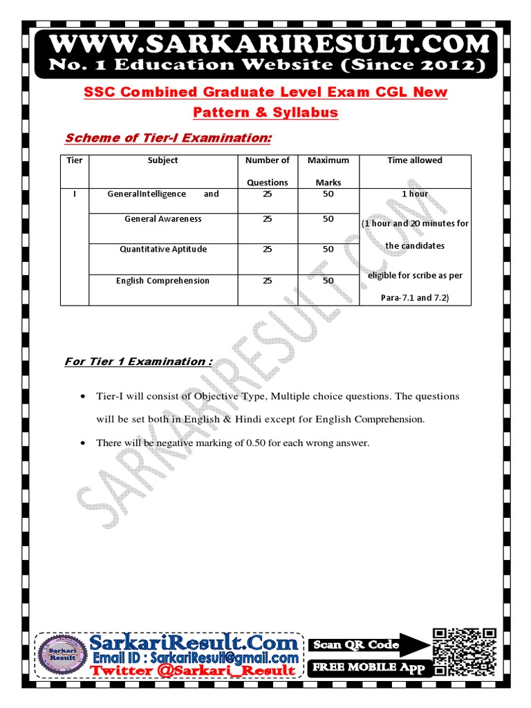 SSC CGL New Exam Pattern | PDF