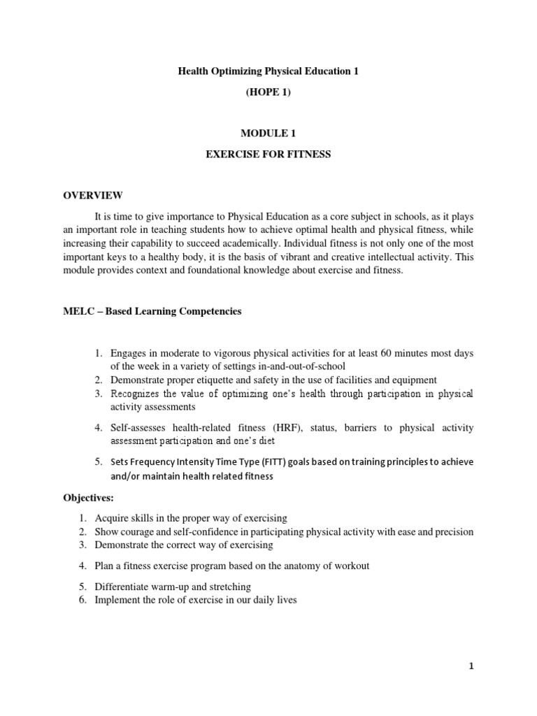 Promoting Physical Fitness and Healthy Lifestyles Through Exercise: An ...