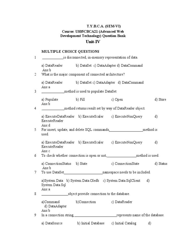 U4 QB Solution | PDF | Databases | Microsoft Sql Server