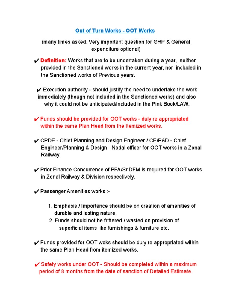 INDIANRAIL RAILWAYS - OOT Out of Turn Works | PDF | Government
