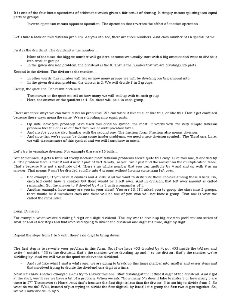 Division | PDF | Division (Mathematics) | Abstract Algebra