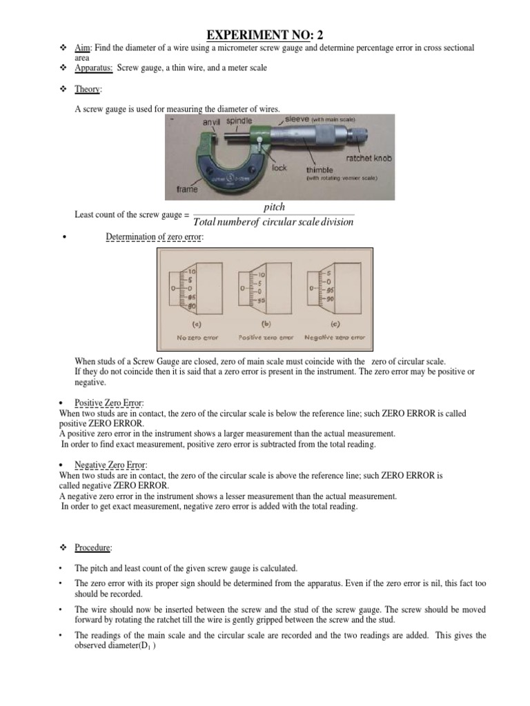 Experiment 2 | PDF | Metrology