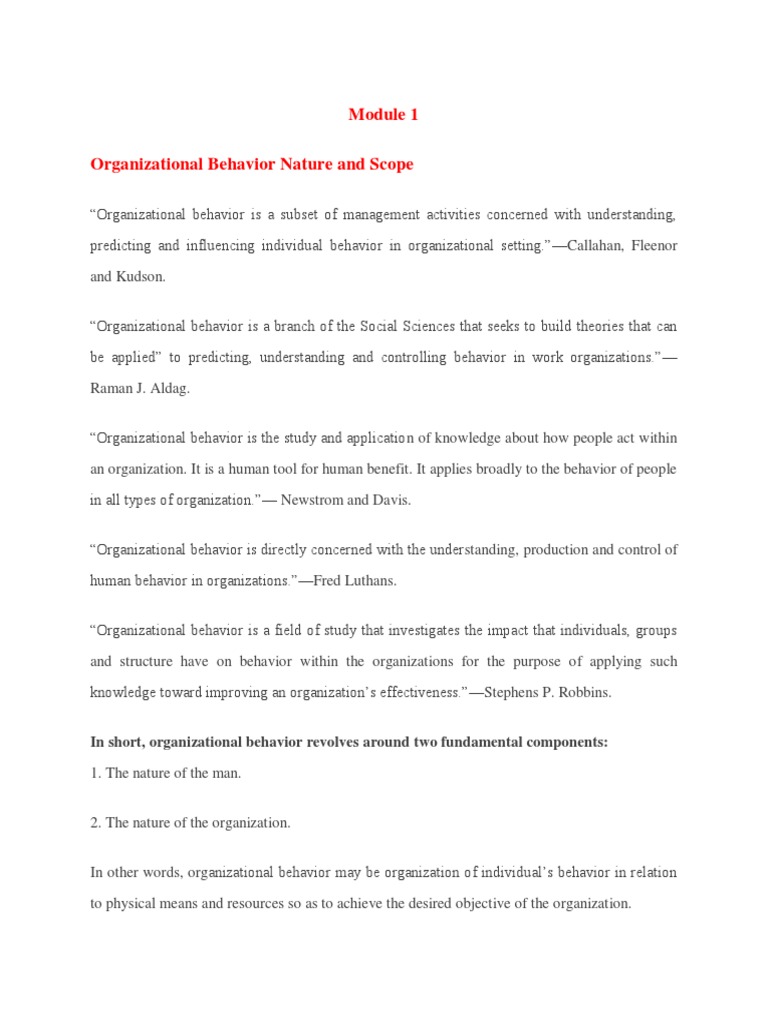 Ob Module 1 (2021 Batch) | PDF | Organizational Behavior | Behaviorism