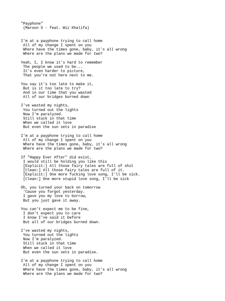 Maroon 5 - Payphone | PDF