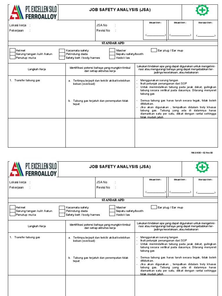 FM - Qhse - 52 JSA (Job Safety Analis) | PDF