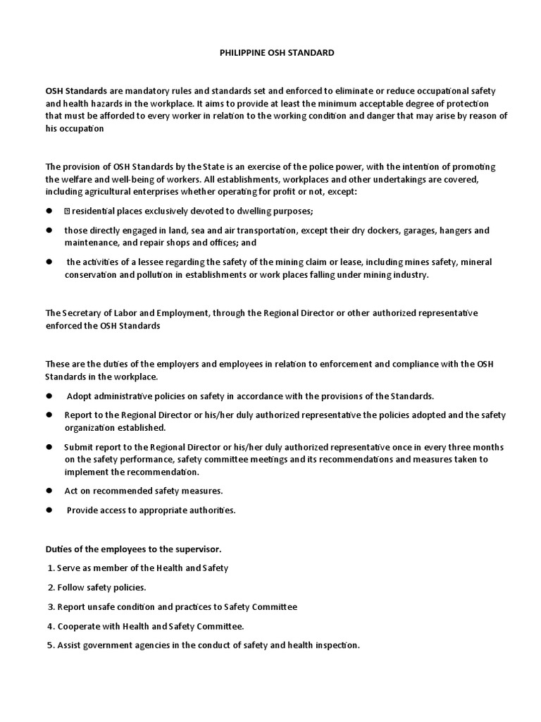 13 Philippine OSH Standard | PDF | Occupational Safety And Health | Safety