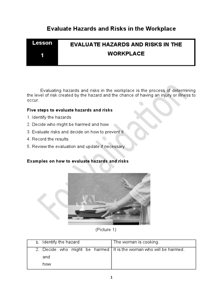 Evaluate Hazards and Risks in The Workplace | PDF | Hazards | Risk