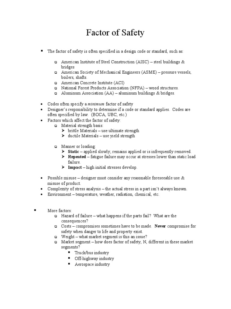Factor of Safety | Strength Of Materials | Yield (Engineering)