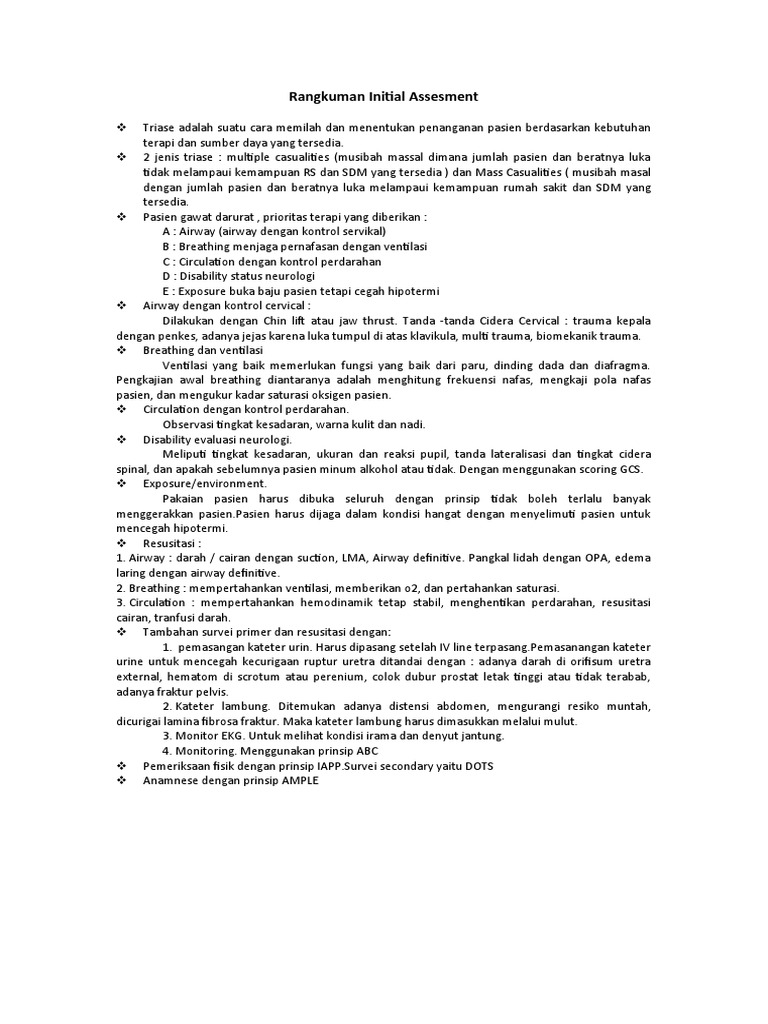 Rangkuman Initial Assessment | PDF | Pengembangan Diri | Sains & Matematika