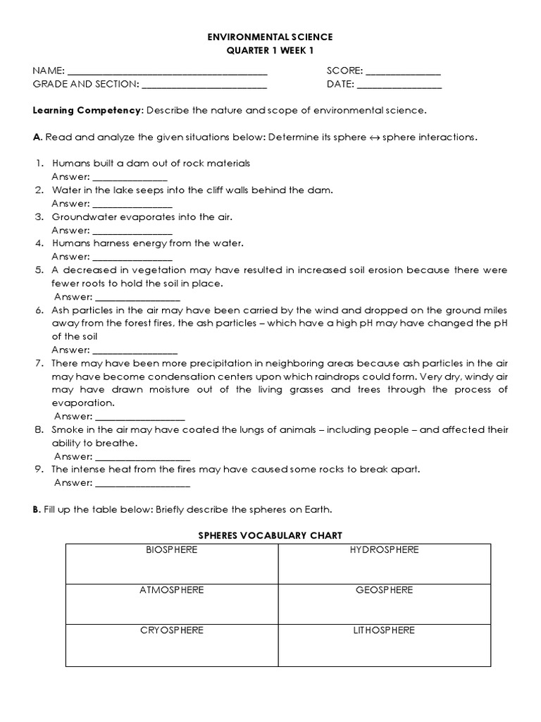Envi Las Q1 Week 1-2 | PDF | Food Web | Physical Geography