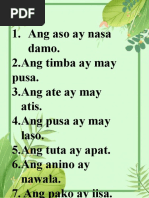 Pagsasanay Sa Pagbasa NG Pangungusap (Level 1) | PDF