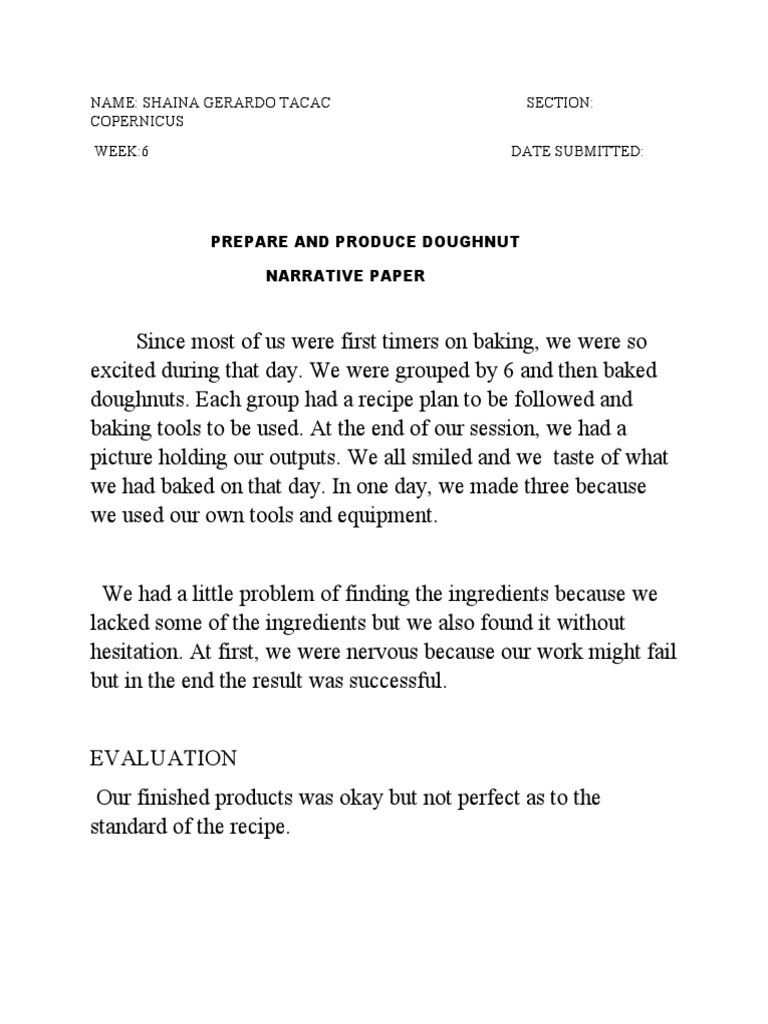 Narrative Report | PDF | Baking | Regional & Ethnic Food