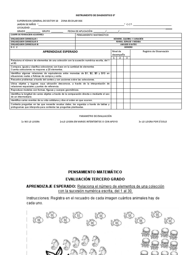 Evaluación de desempeño matemático en estudiantes de tercer grado | PDF ...
