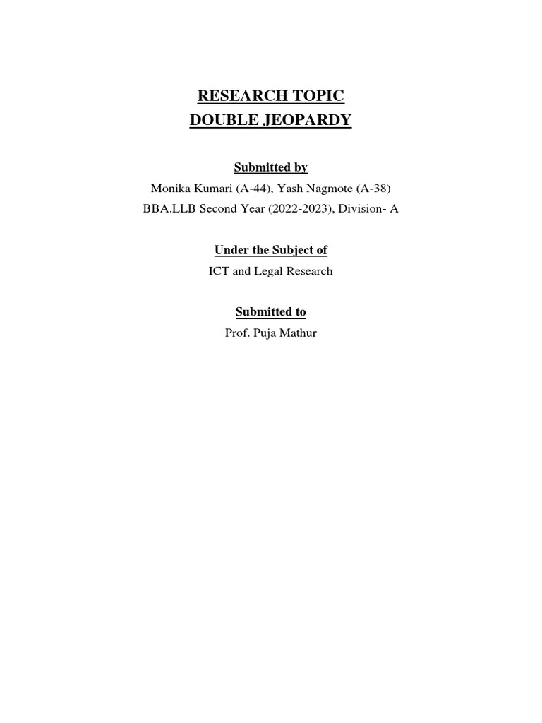 Ict Research Paper | PDF | Double Jeopardy | Acquittal