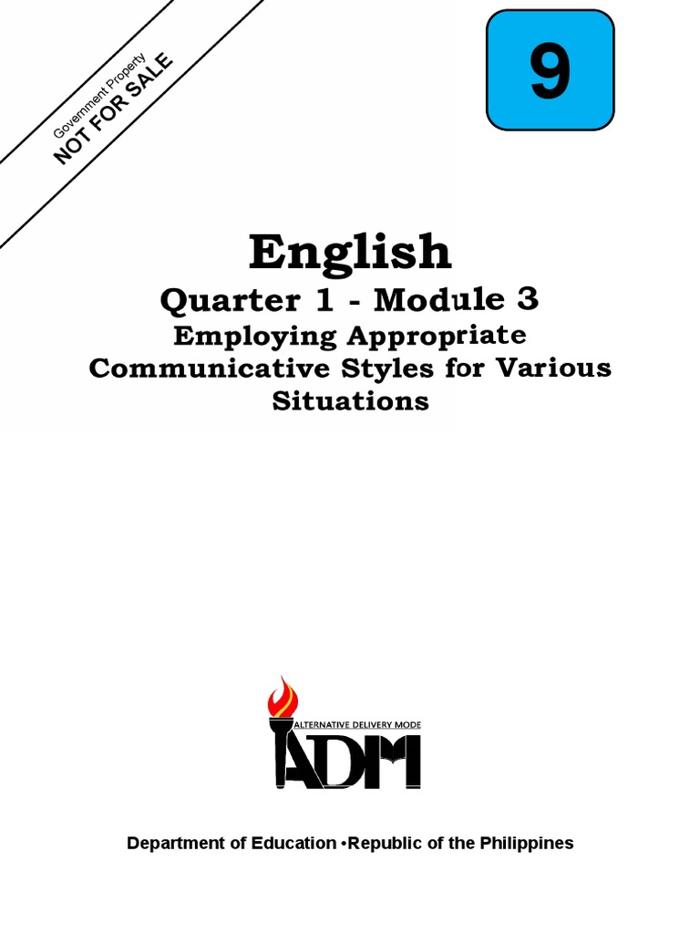 English 9 - Q1M3 - Employing Appropriate Communicative Styles For ...