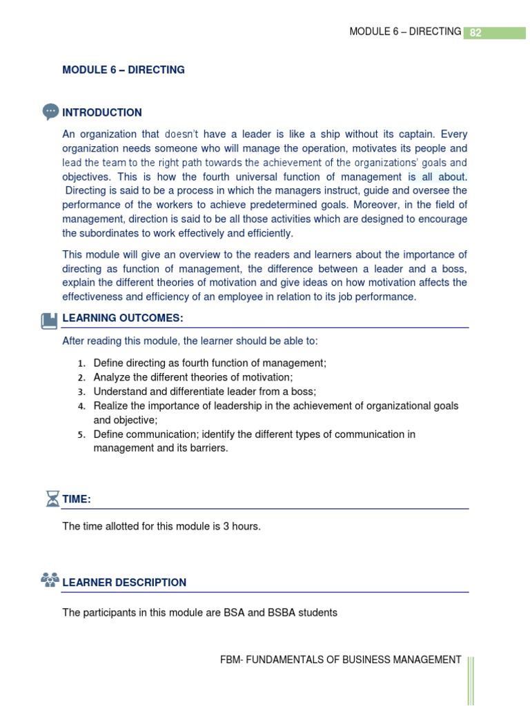 Module 6 Directing | PDF | Communication | Motivational