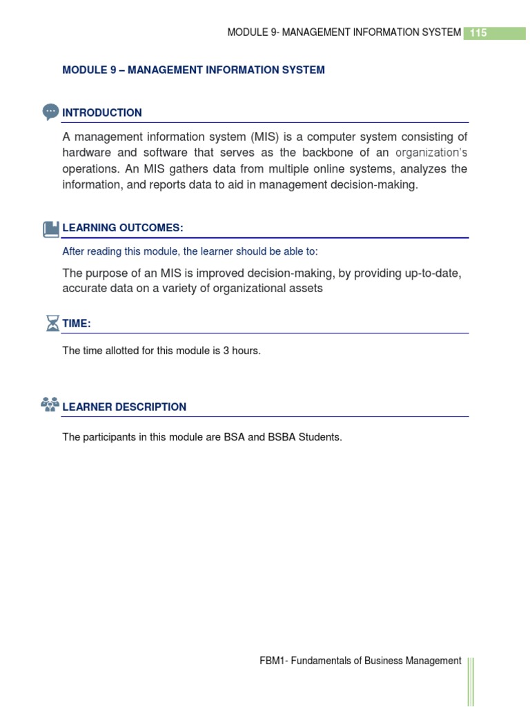 Module 9 - Management Information System | PDF | Information System ...