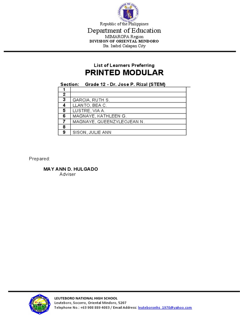 Face To Face Template | PDF