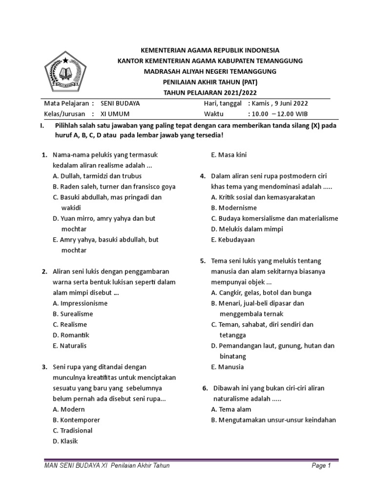 Soal Pat SBK Xi | PDF