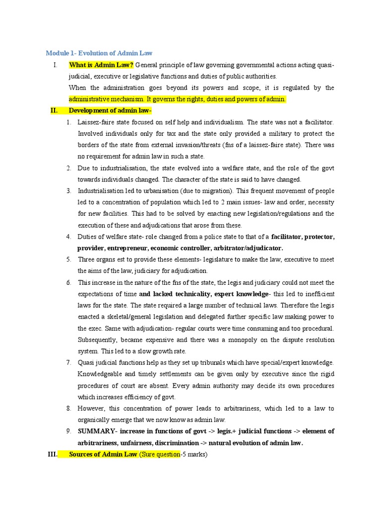 Module 1 - Evolution of Administrative Law-1 | PDF | Administrative Law ...
