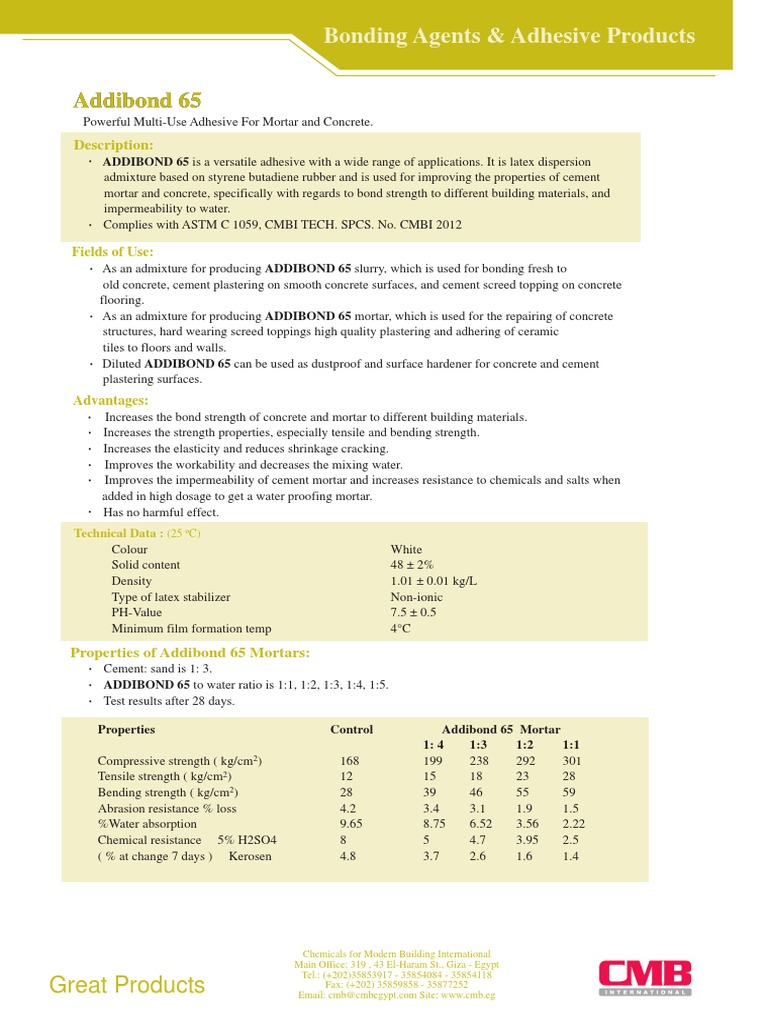 Addibond 65 | PDF | Concrete | Mortar (Masonry)
