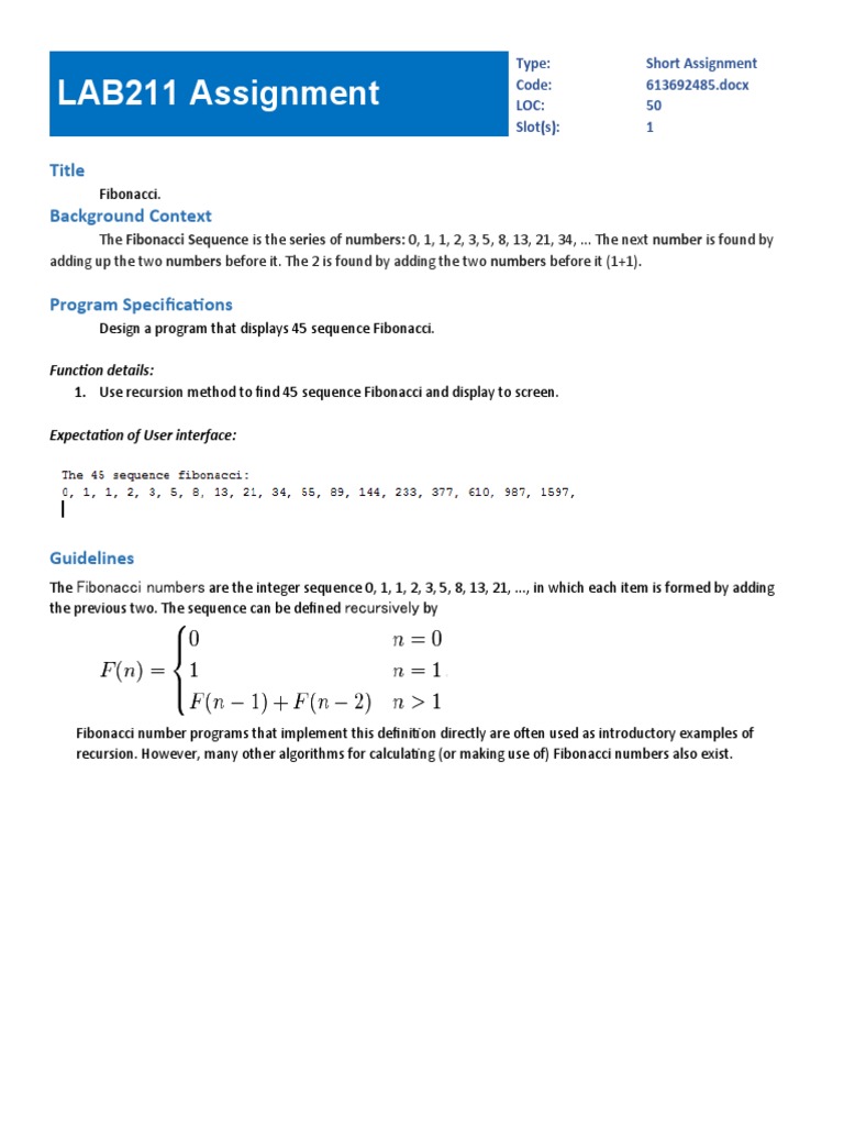 LAB211 Assignment: Title Background Context | PDF