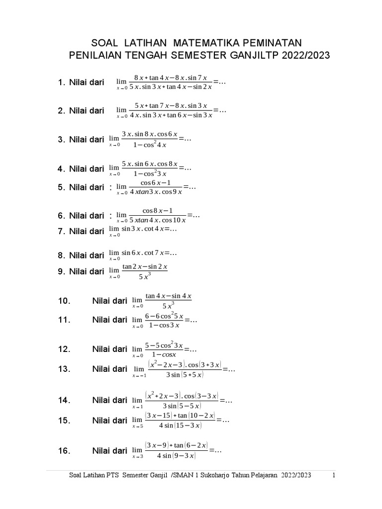 Soal - Soal Latihan Pts Sem Ganjil 50 Soal Edit 9 Sept 2022 | PDF