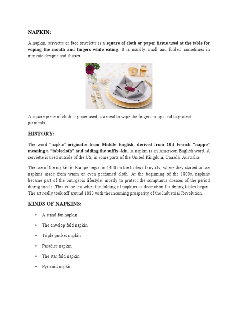 NAPKIN | PDF | Domestic Implements | Paper
