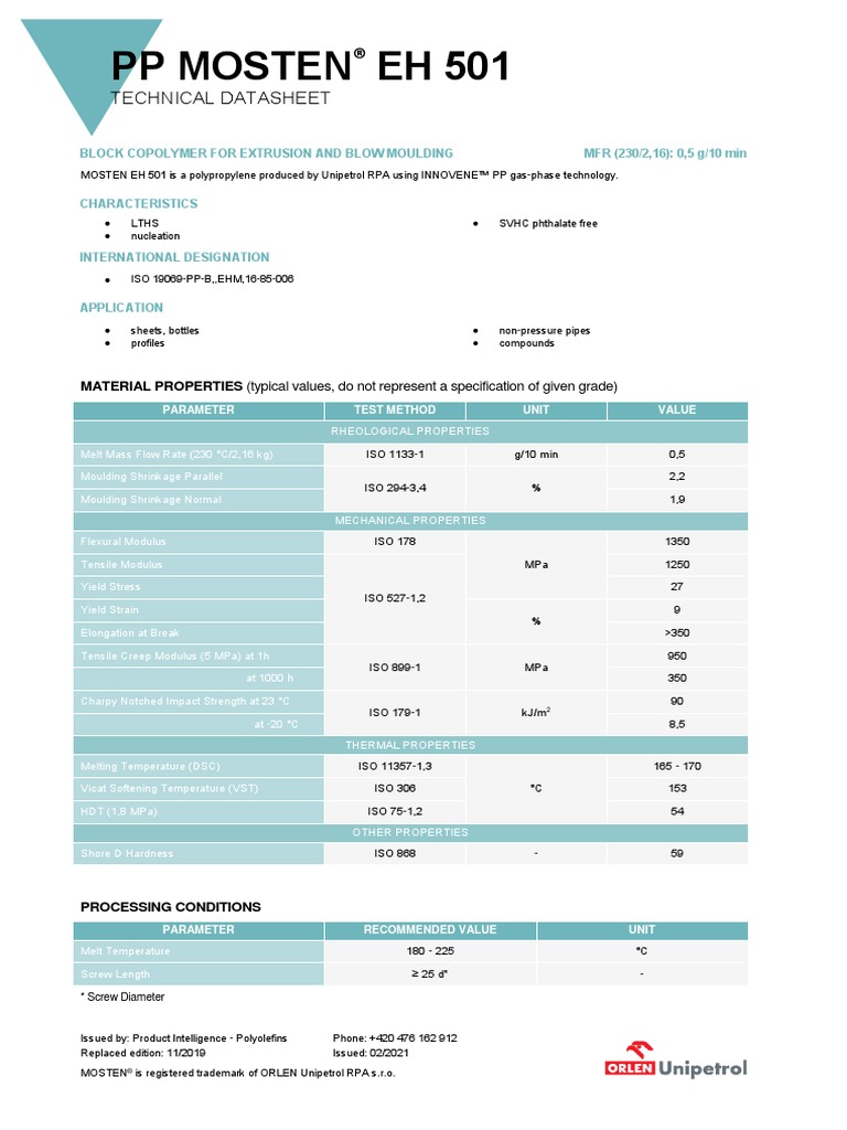 PP Mosten EH 501: Technical Datasheet | Download Free PDF | Chemical ...